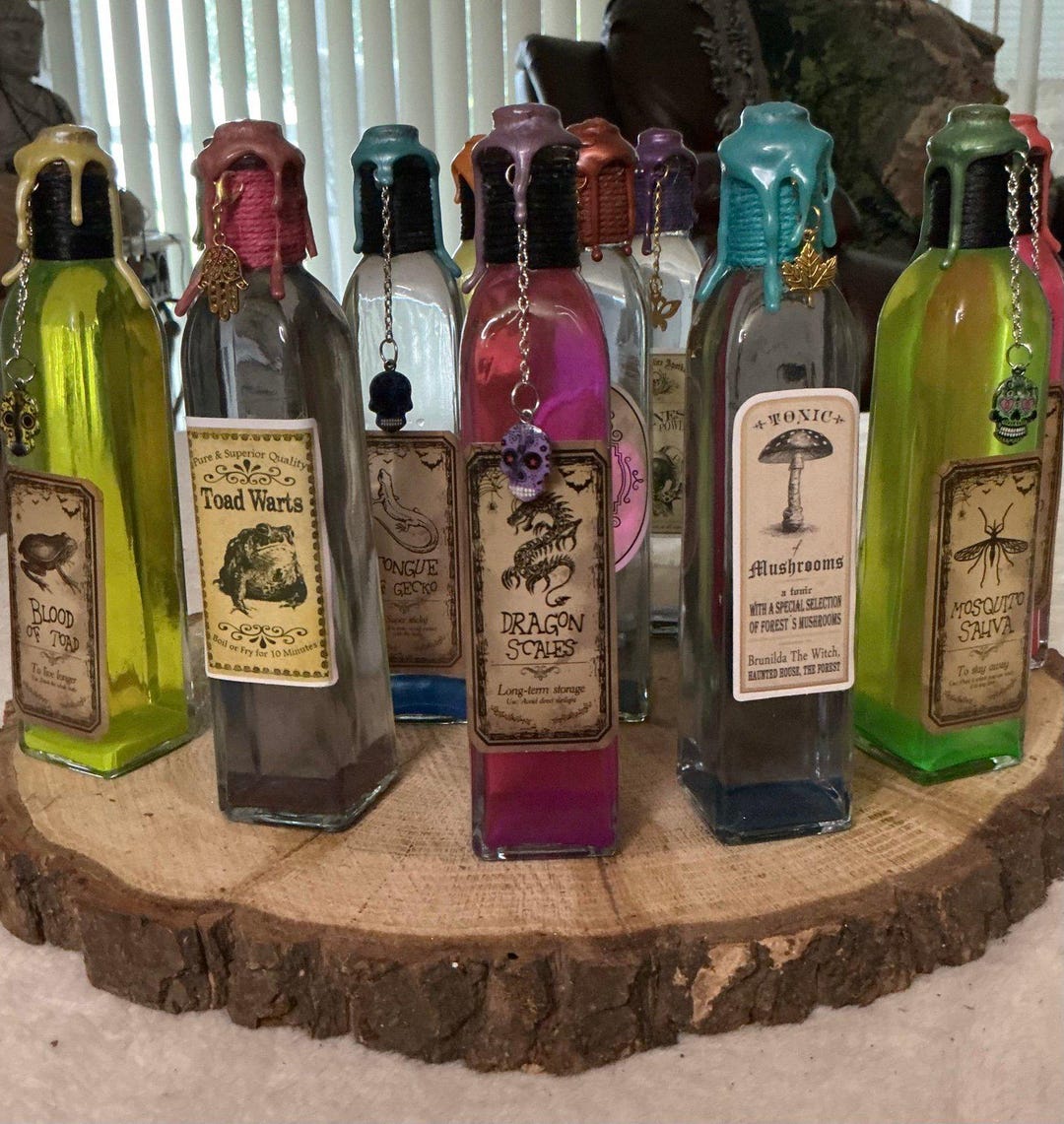 Mixed Tall Thin Potion Bottle | 7”H Decorative Container for Fantasy ...
