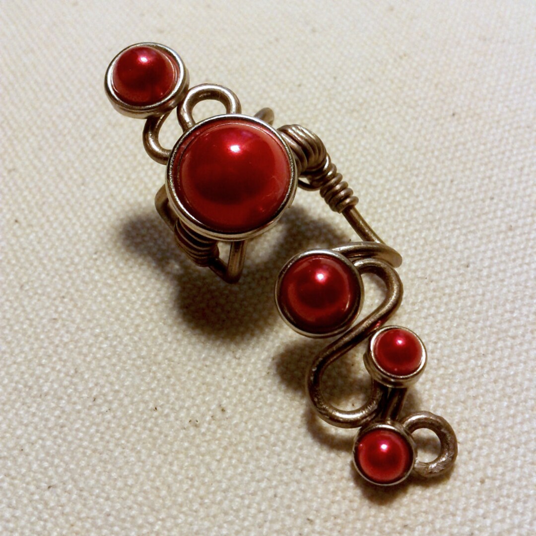 SALE After Dark Ear Cuff Dark Red Pearls and Romantic - Etsy