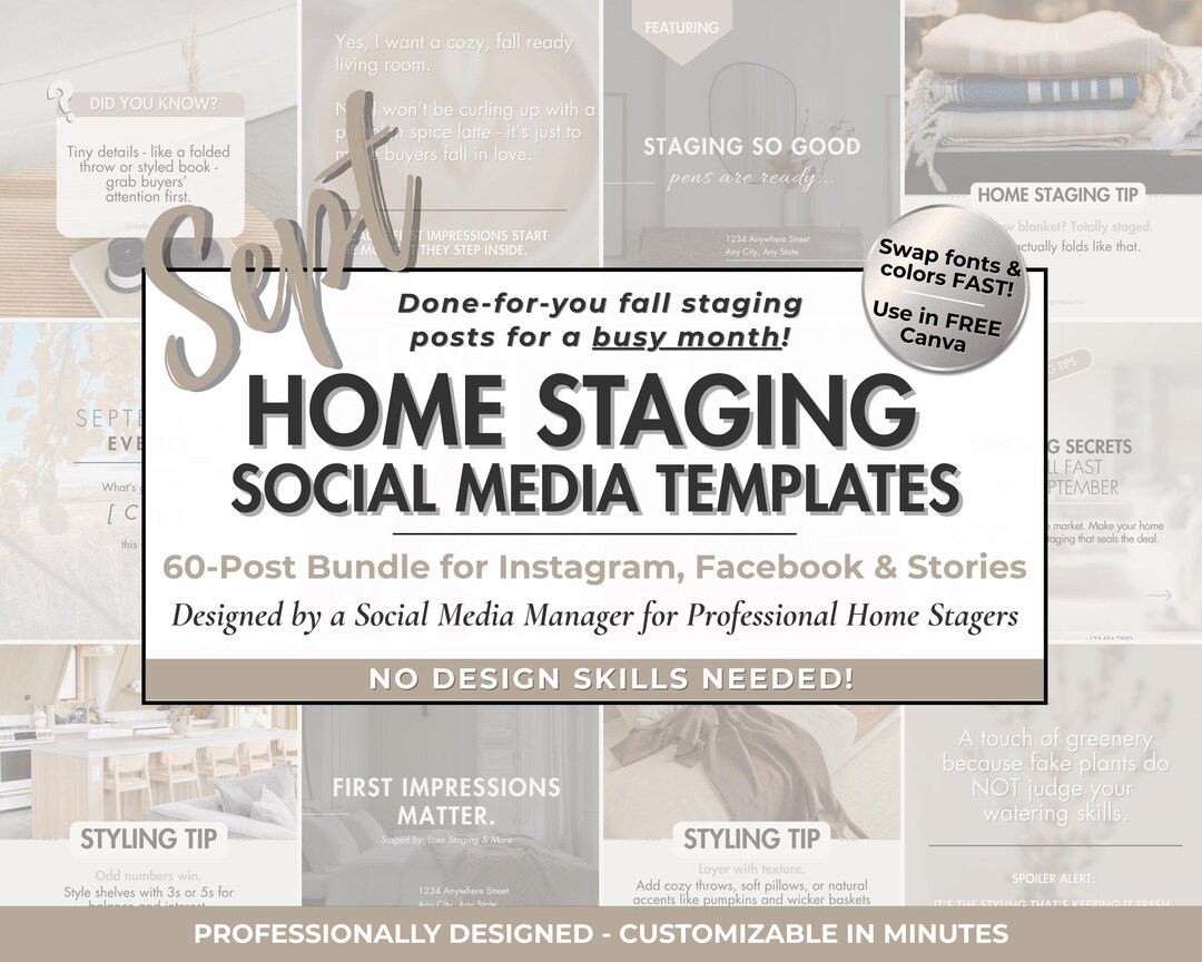 Home Staging Social Media Templates: 60 Canva Posts for Realtors - Etsy