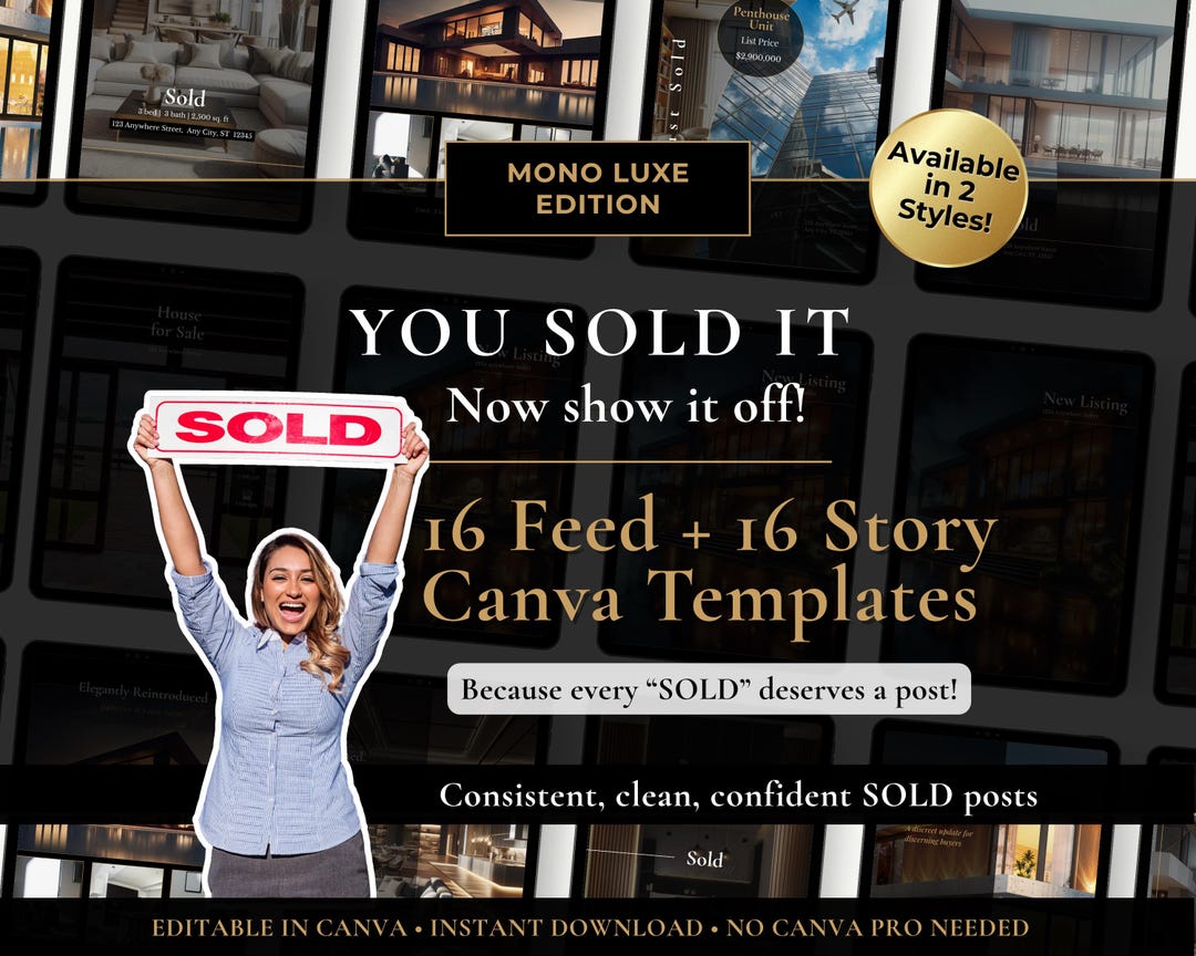 Realtor Social Media Templates: Just Sold Canva Posts (instant Download ...