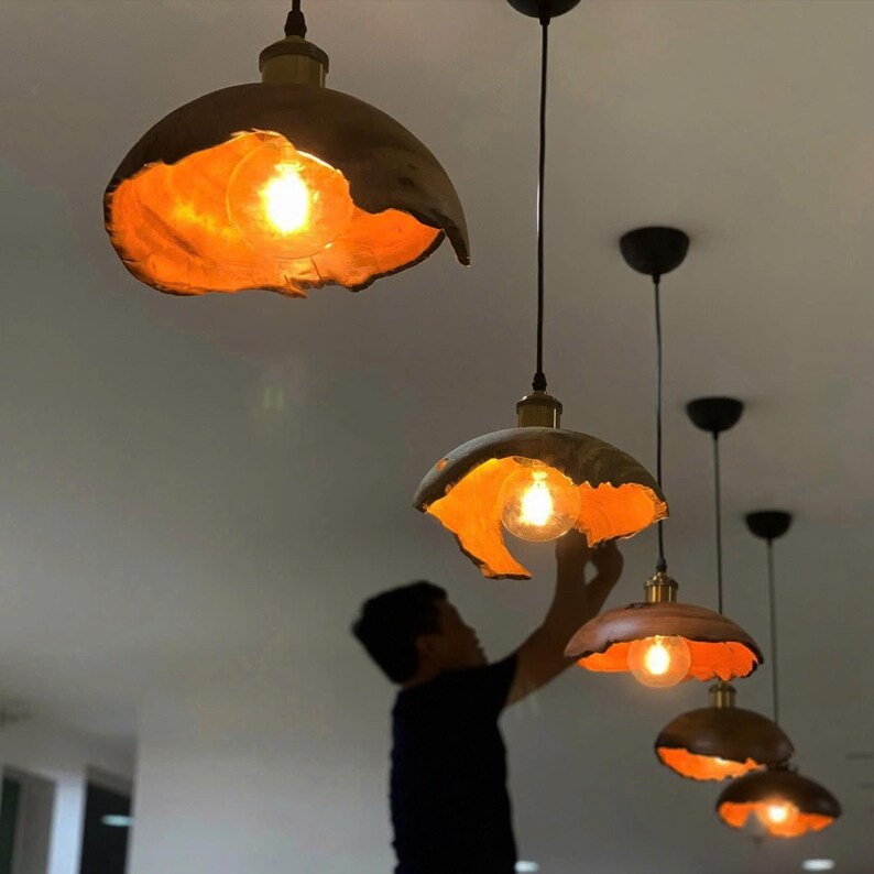 Wood Pendant Light Hanging Celling Lamp Decorative Lampshade Rustic ...