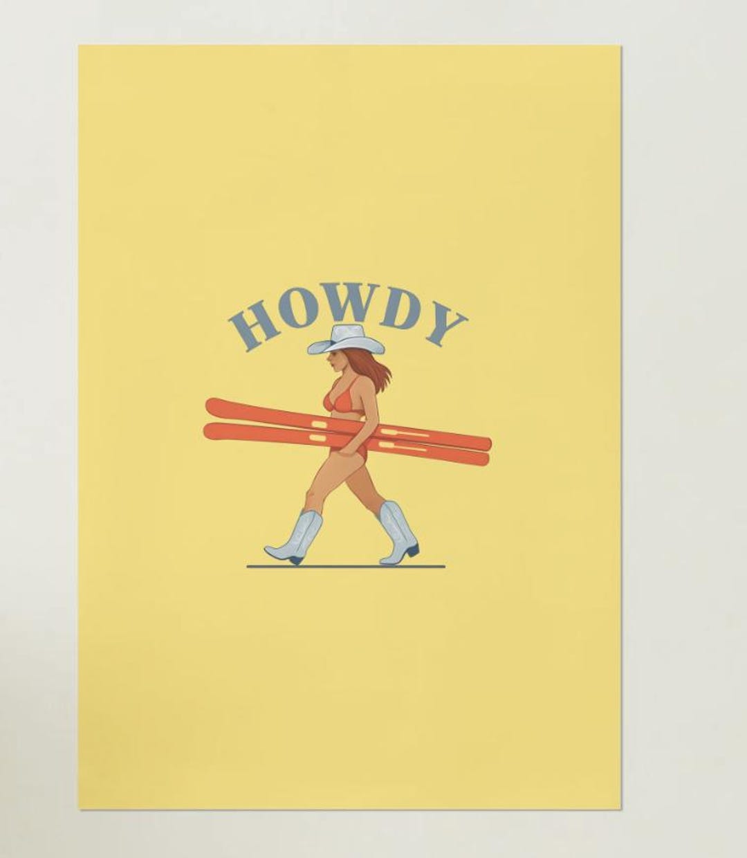 Howdy Shredder Poster | Girlier Cowboy Retro Ski Poster | Digital ...