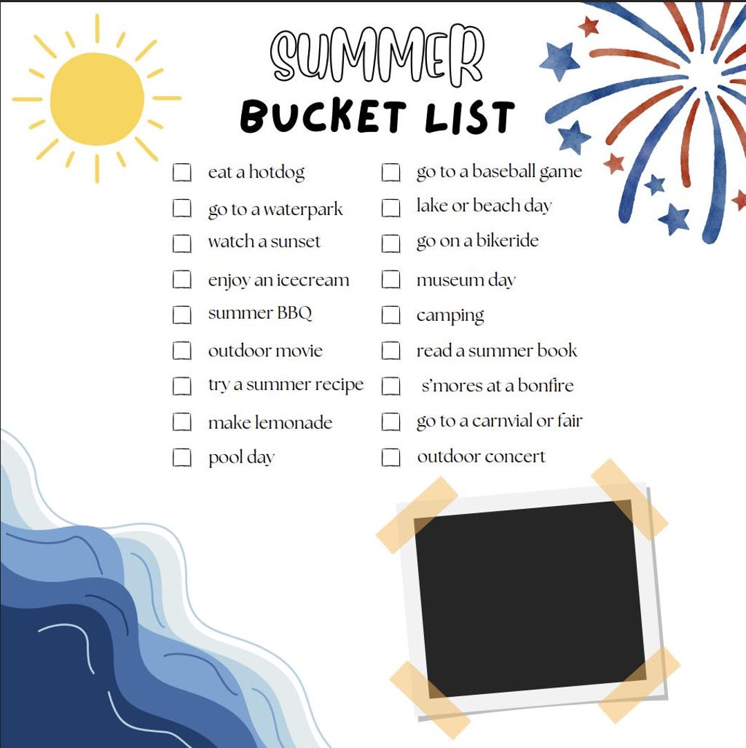 Summer Bucket List Scrapbook Template – Printable, Customizable, Photo ...