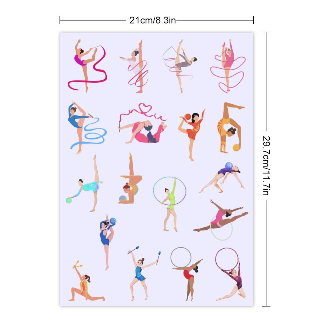 Rhythmic Gymnastics Sticker Sheet RG Poses With Apparatus 18 Stickers ...