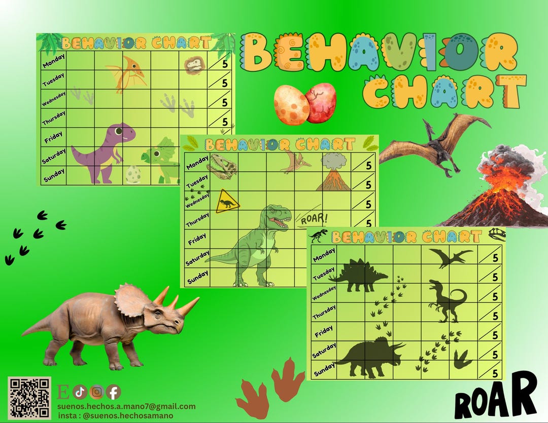 Dinosaur Behavior Chart - Etsy