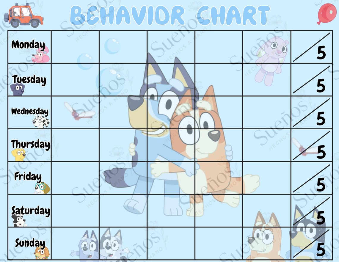 Bluey Behavior Chart - Etsy