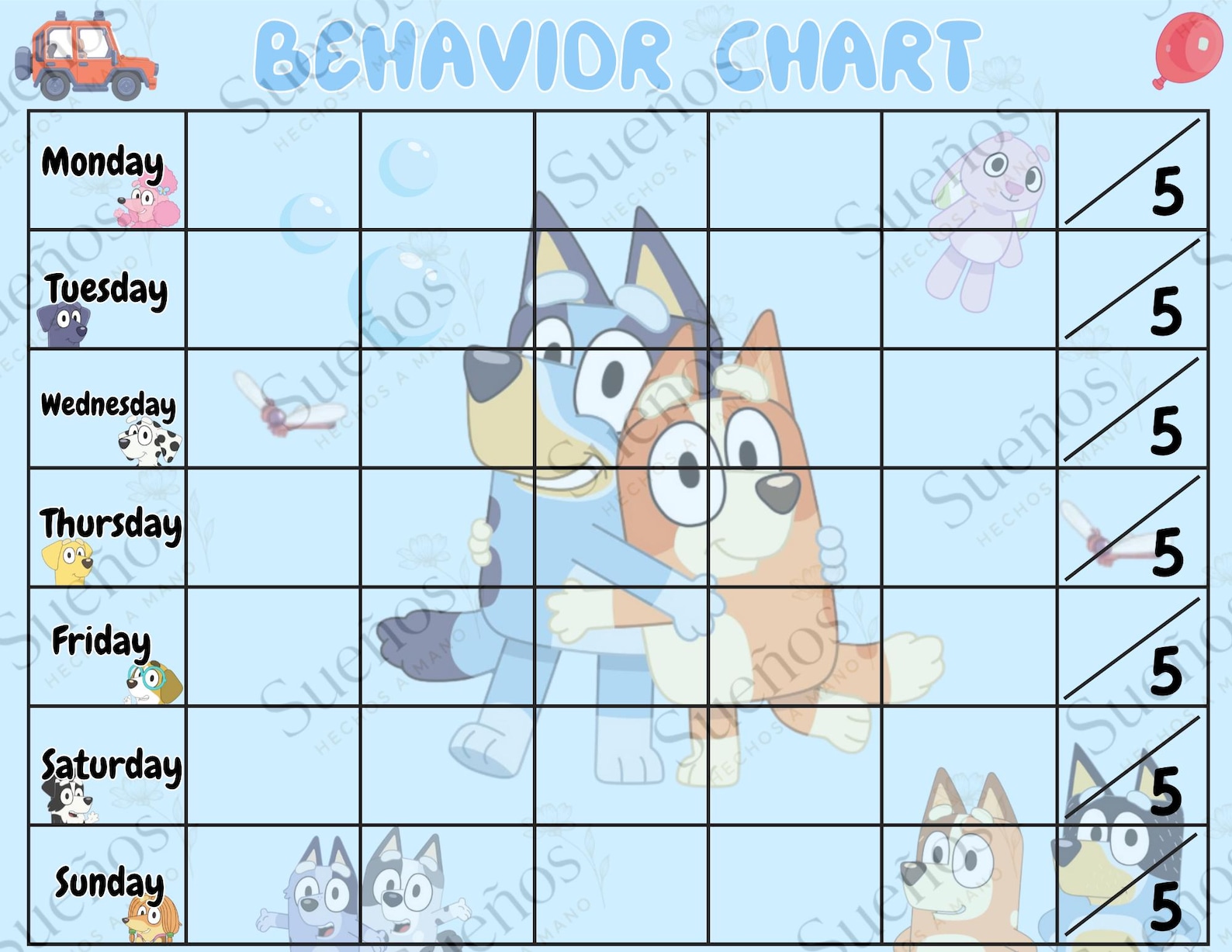 Bluey Behavior Chart - Etsy