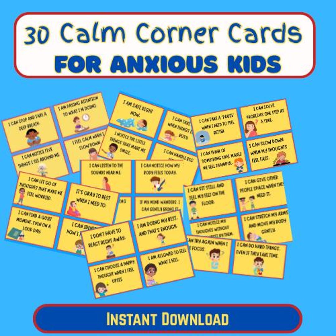 Calm Down Corner Cards Anxiety Coping Skills Flashcards Kids ...