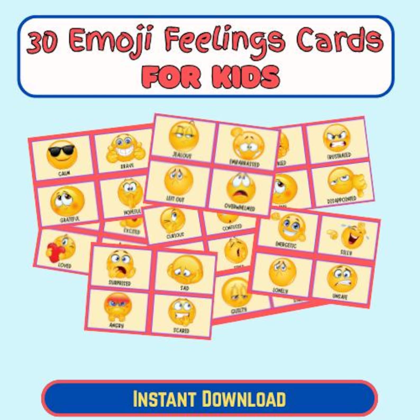 Emotions Flashcards for Kids Emoji Pictionary Game SEL Flashcards ...