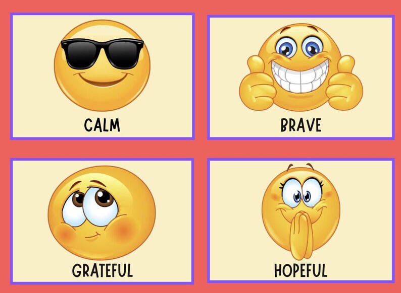 Emotions Flashcards for Kids Emoji Pictionary Game SEL Flashcards ...