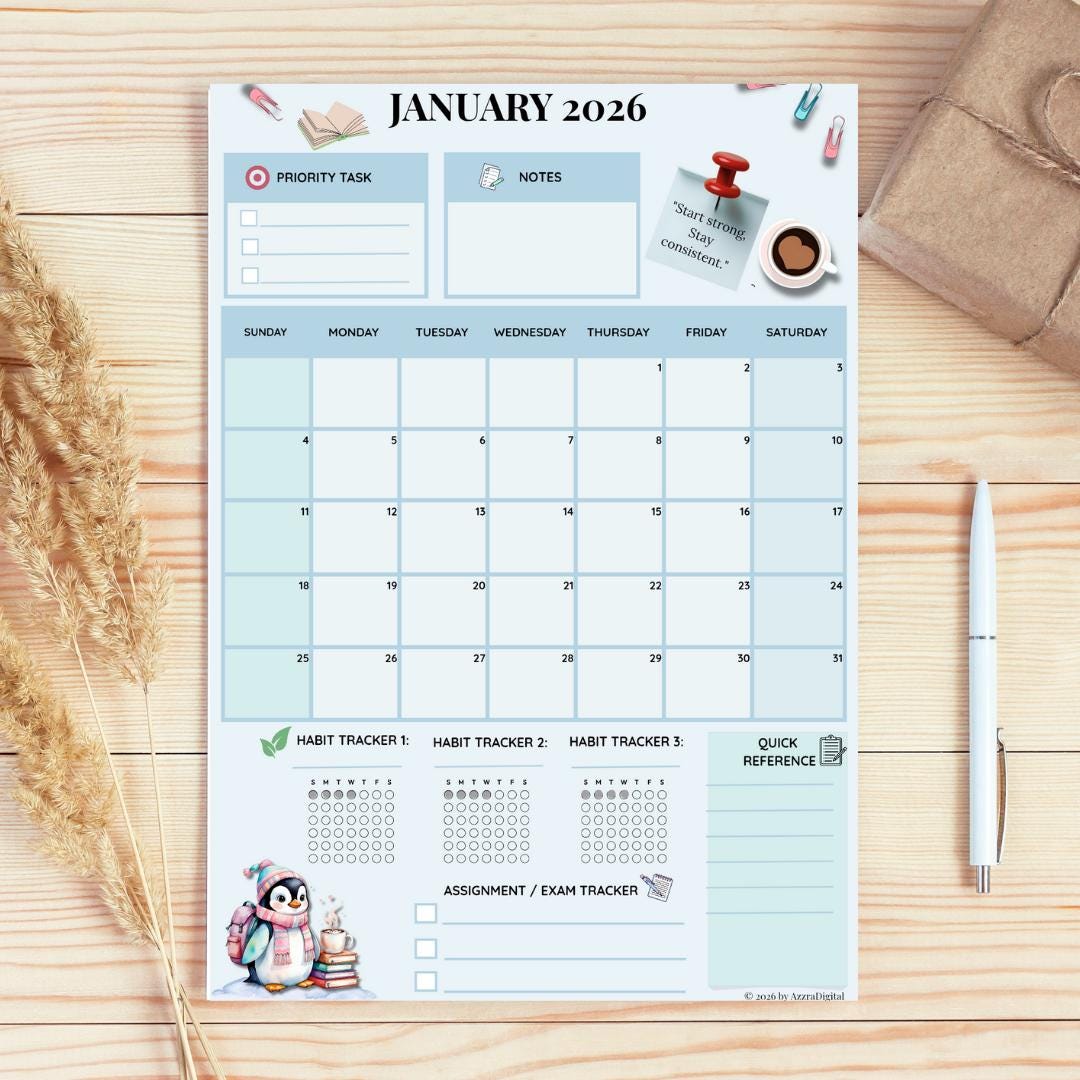 Pastel Student Planner | A4 Printable (digital Download) January 2026 ...