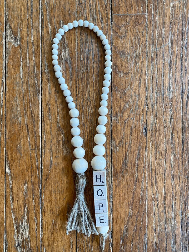 Wood Bead Garland Hope Farmhouse Beads Boho Beads | Etsy