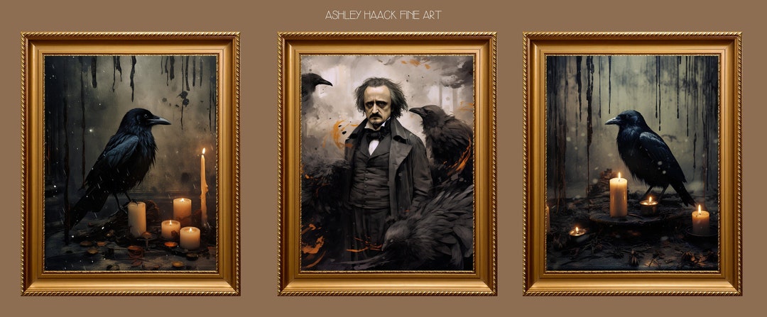 The Raven | Triptych | Photo Prints | Edgar Allan Poe Portrait ...