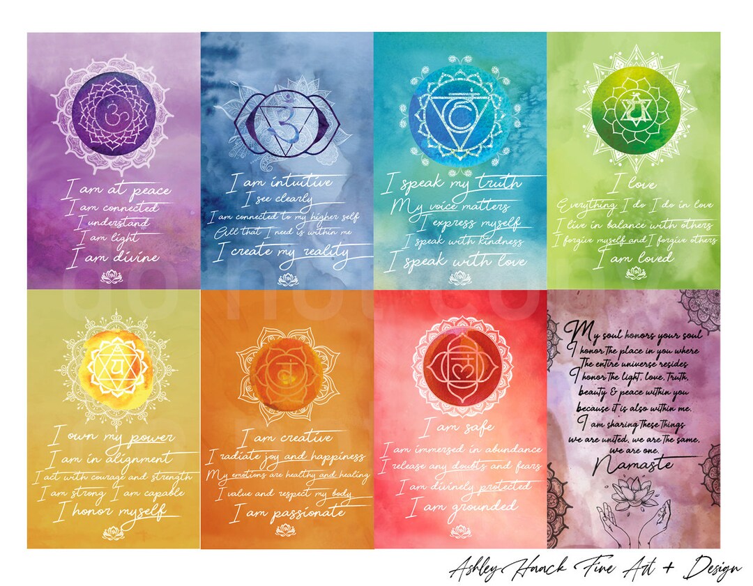 Chakra Mantra Art Printable Set of 7 Chakra Prints Mandala - Etsy