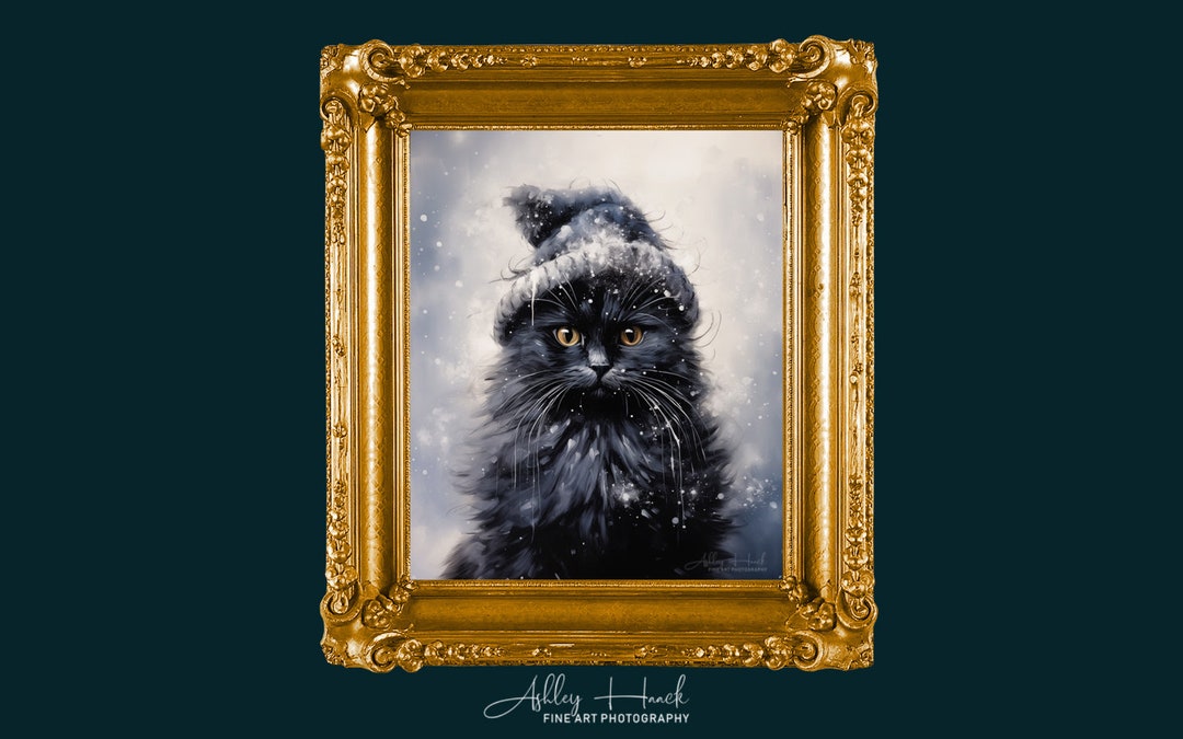Noelle | Cat Portrait | Winter Cat | Digital Painting | Dark Academia ...