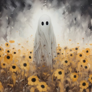 Sunflower Ghost Sunny Ghost Spooky Art Halloween Digital Art Print ...