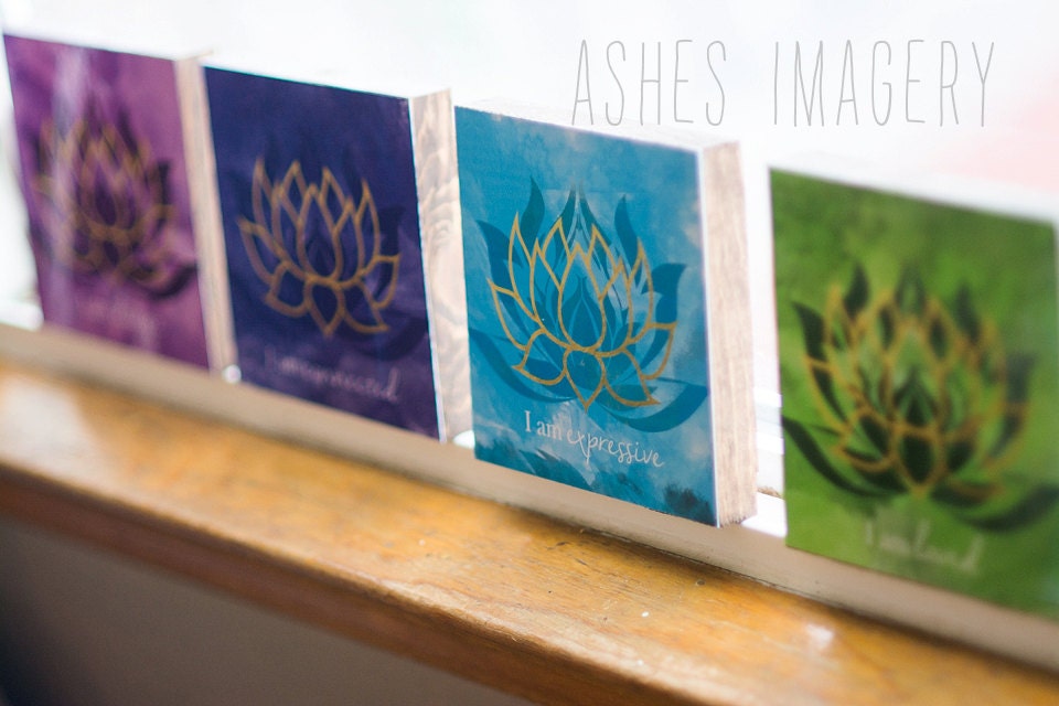 Affirmation Cards I Am Set of 7 Chakra Prints With Lotus - Etsy