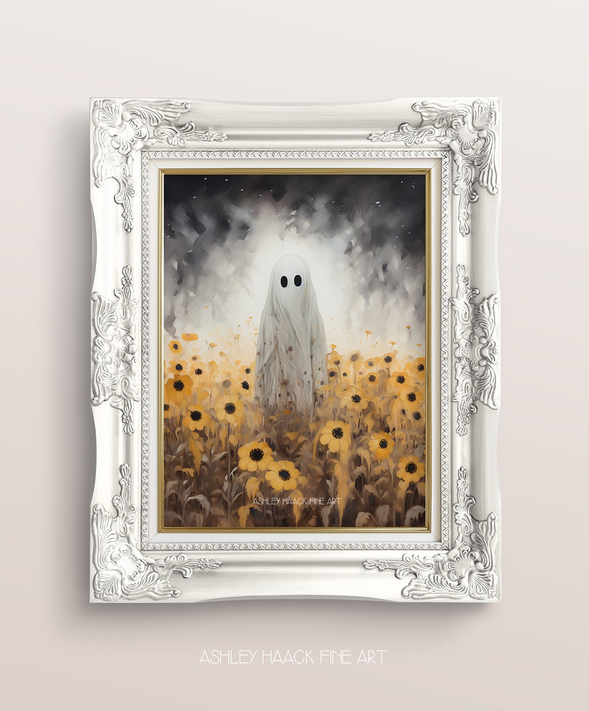 Sunflower Ghost Sunny Ghost Spooky Art Halloween - Etsy