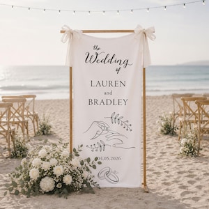 Custom Vertical Wedding Welcome Sign, Personalized Linen Banners With ...