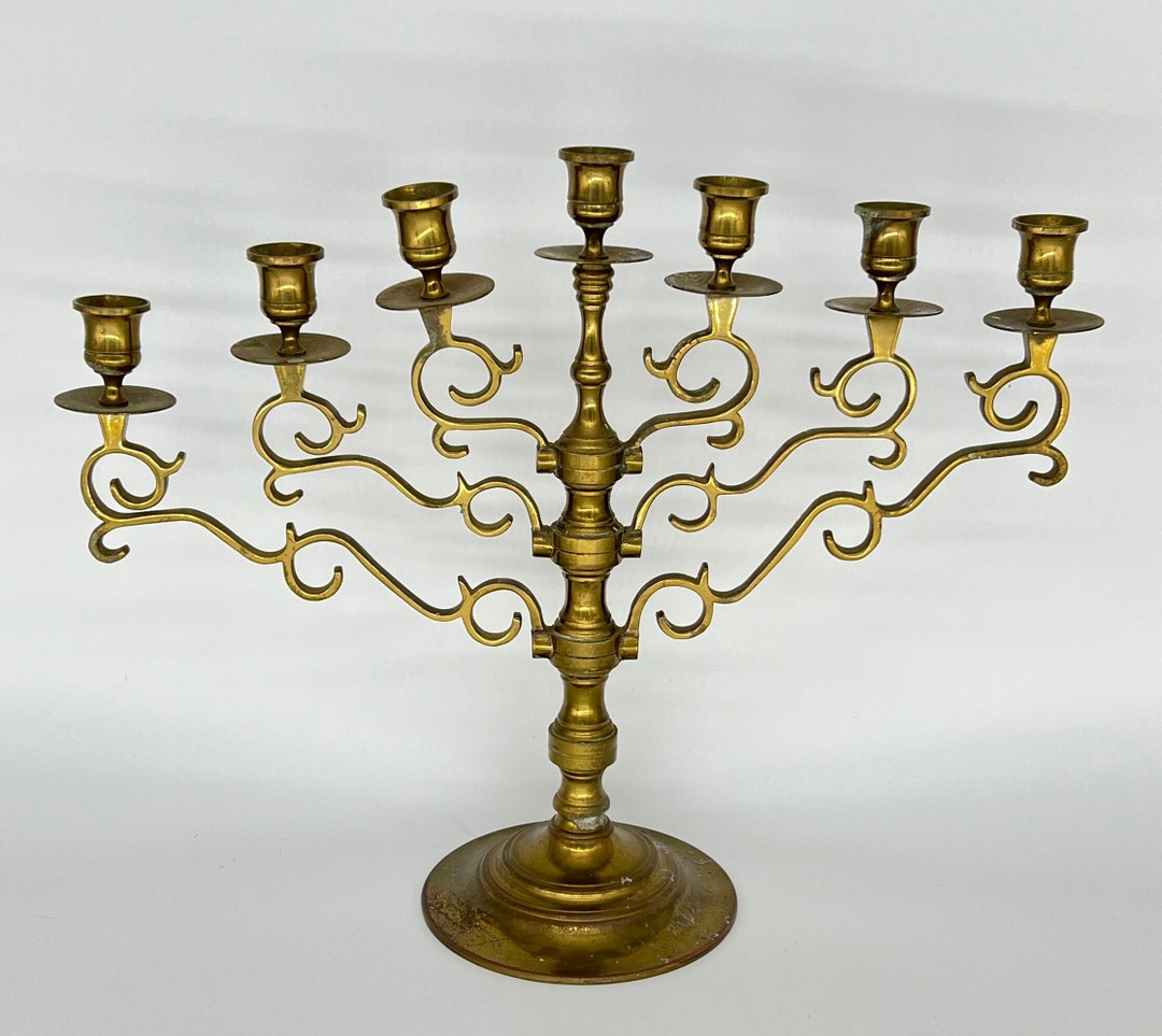 Vintage Solid Brass Seven Stick Holder Heavy Candle Holder/ Heavy ...