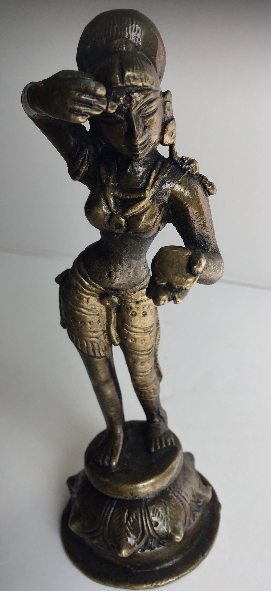 Vintage Miniature Bronze Sculpture-female Figurine Handmade Metal ...