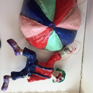 Vintage Paper-mache-parachute-clown Hand Made Hand Painted 34 ...