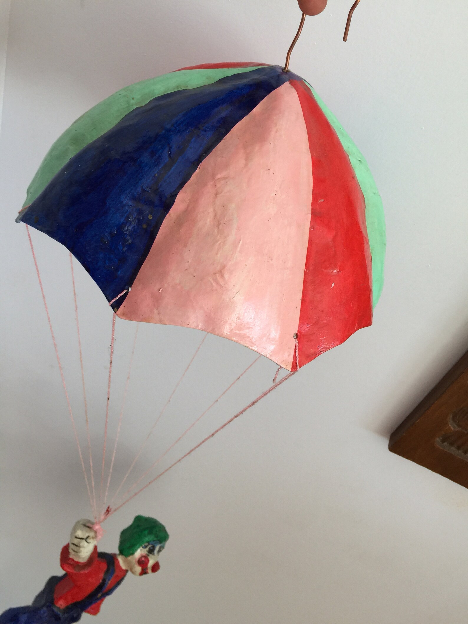 Vintage Paper-mache-parachute-clown Hand Made Hand Painted 34 ...