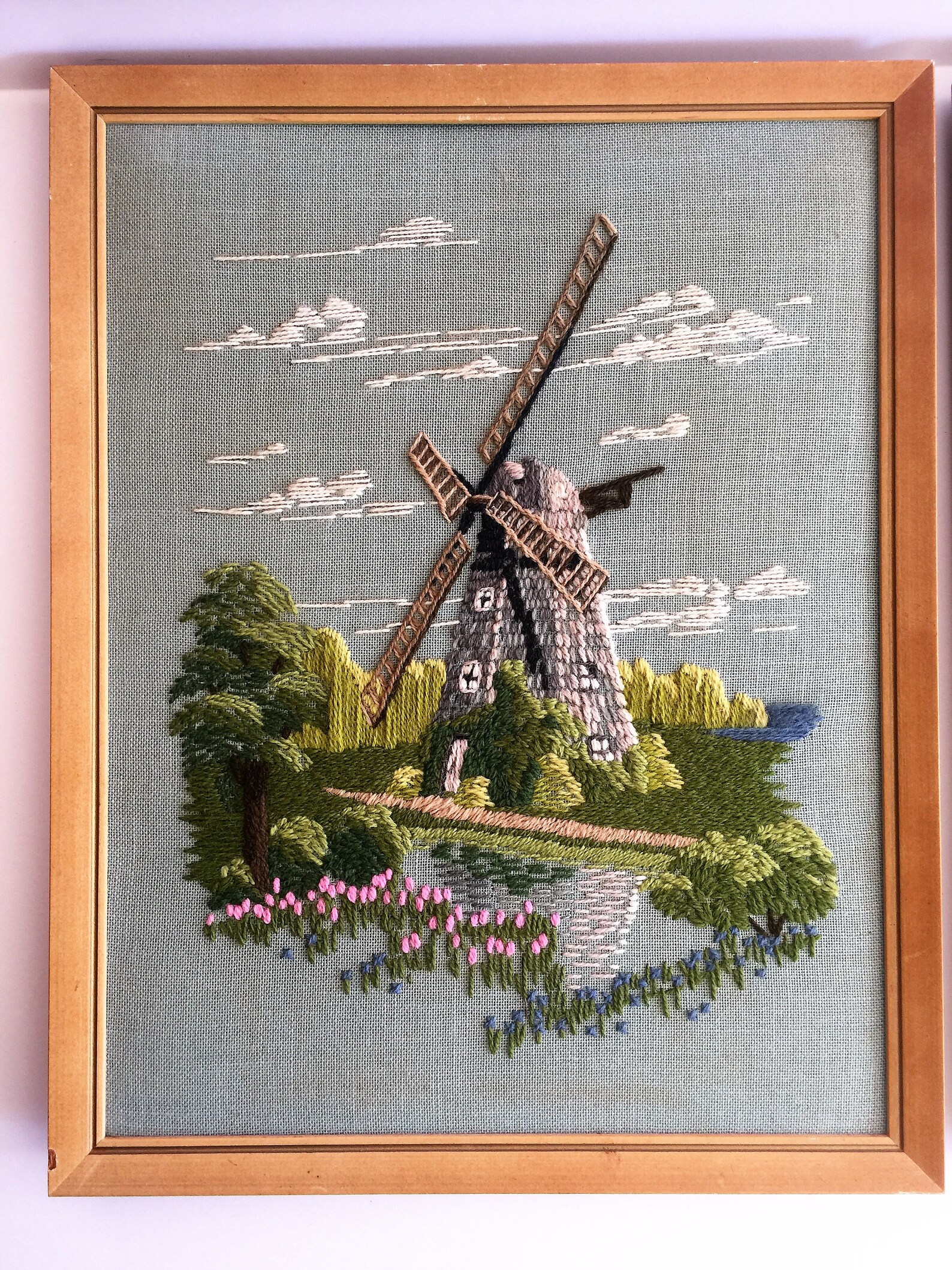 1950s Framed Needlepoint Art, Wool Scenery, 17x13 (set of 2) - Etsy