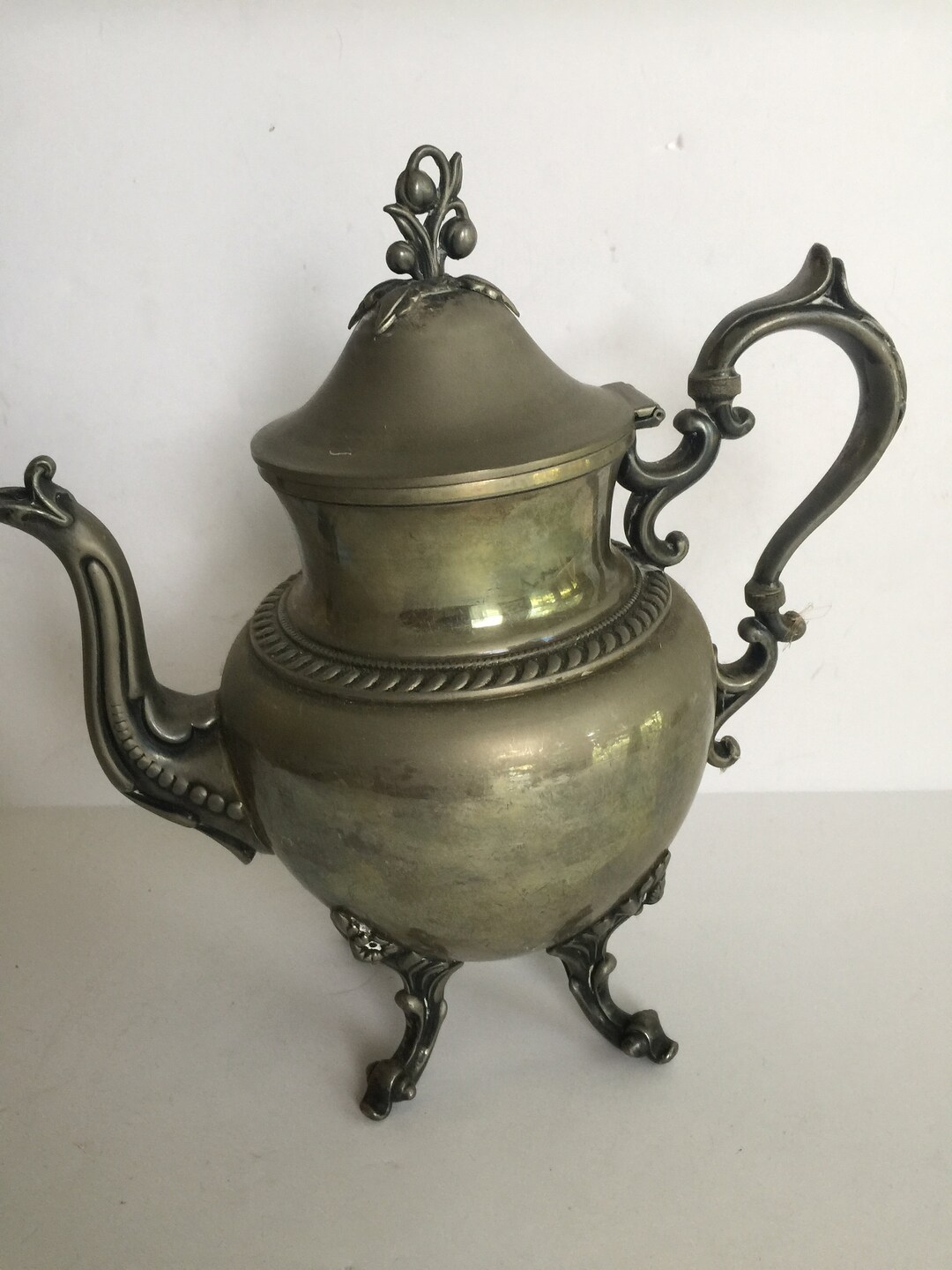 Antique Silver on Copper Victorian Tea Pot, Footed Coffee Pot - Etsy