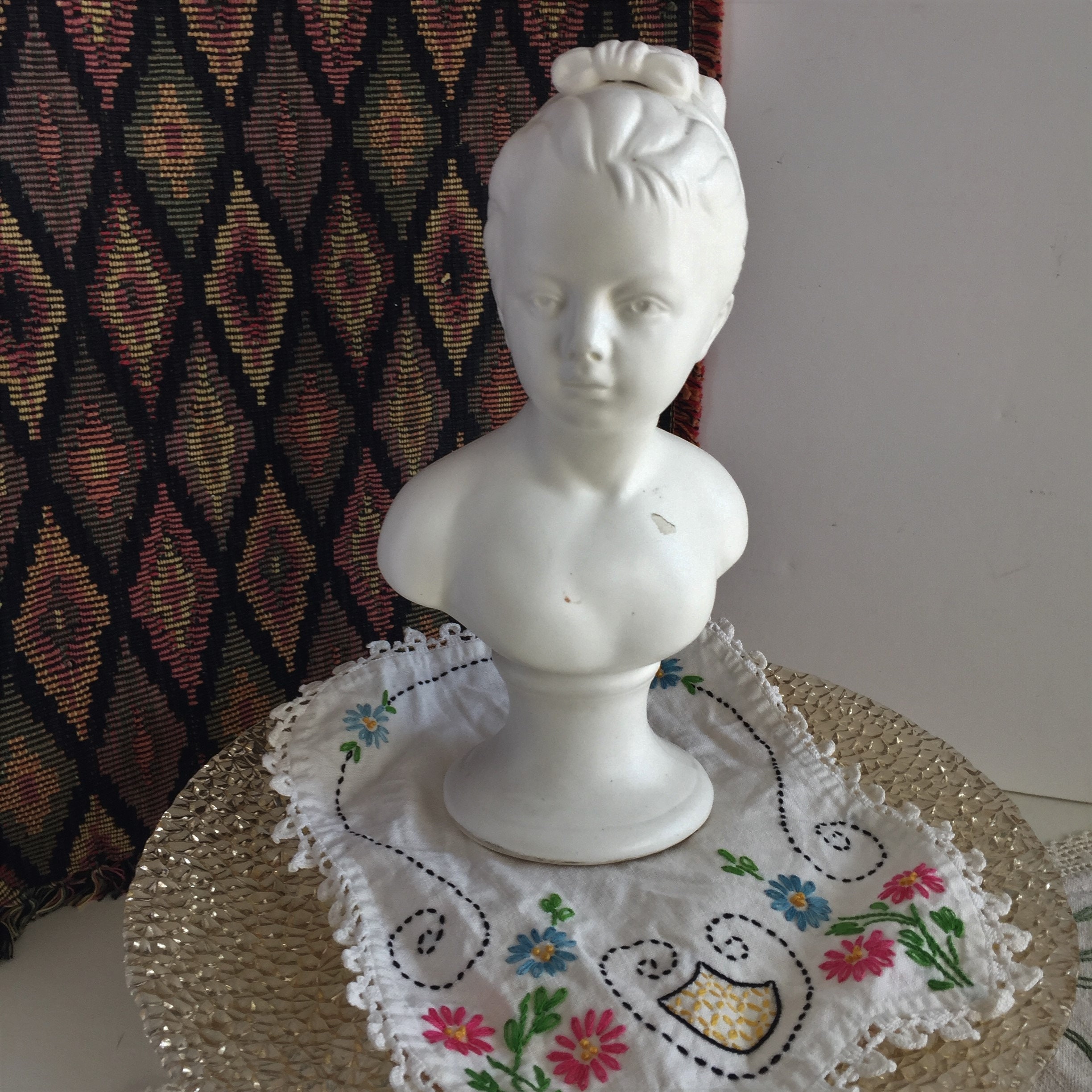 Vintage Japanese Figurine Ceramic Head Bust 9"x5.5"/ Mid Century ...