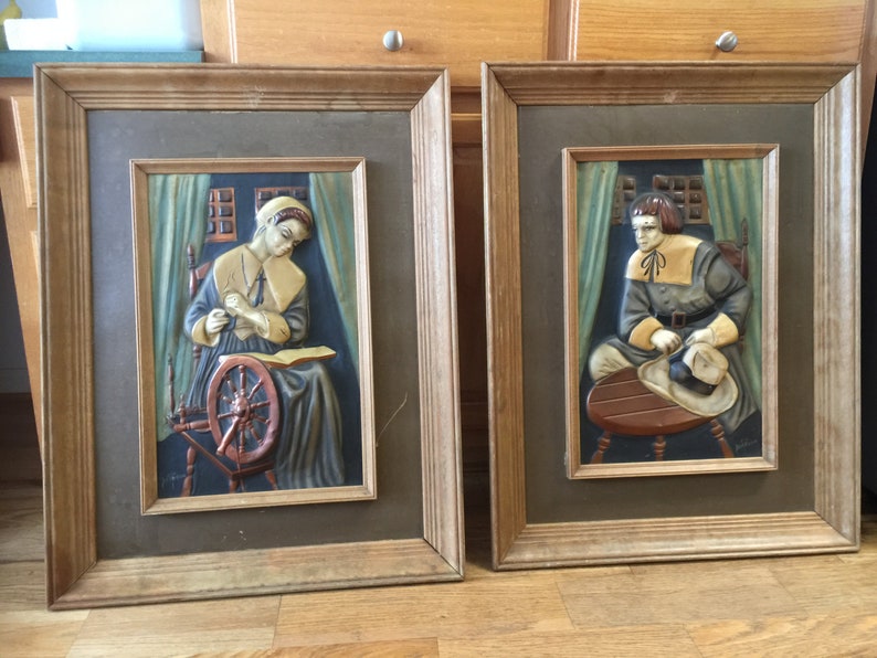 Mid Century C E Pearson Embossed Cooper Painted 3D Sculptures - Etsy