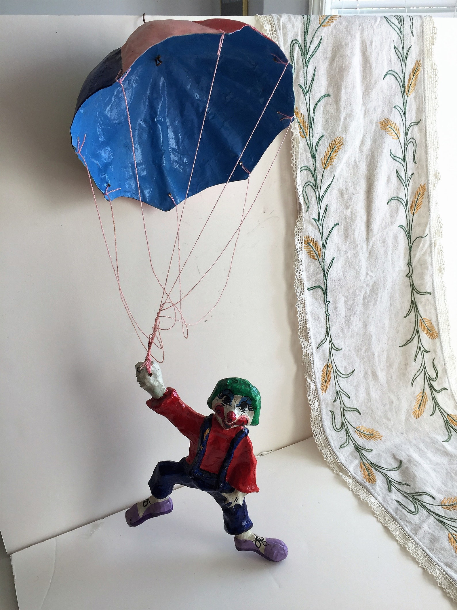 Vintage Paper-mache-parachute-clown Hand Made Hand Painted | Etsy
