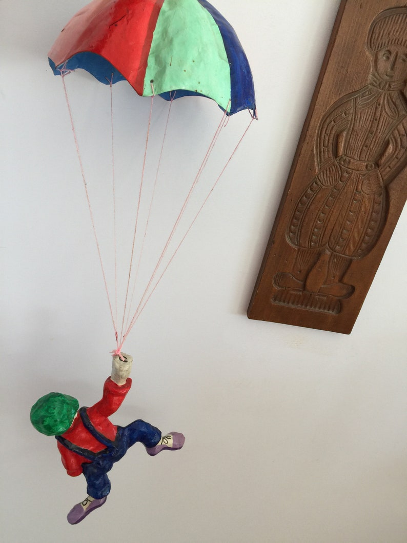 Vintage Paper-mache-parachute-clown Hand Made Hand Painted 34 ...