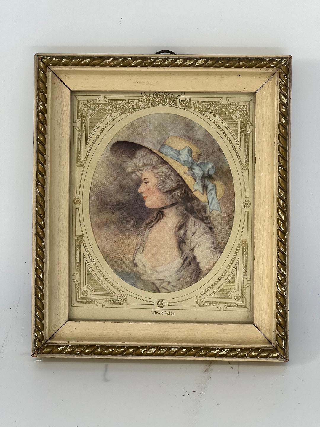 Vintage Lithograph Print Featuring Mrs. Wells, Presented in an Off ...