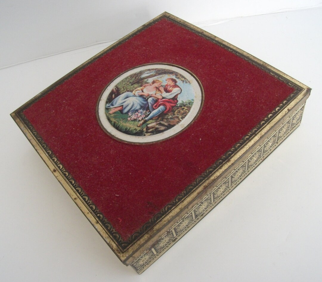 Vintage Retro Victorian Pattern Tin Container/ Cookie Container ...