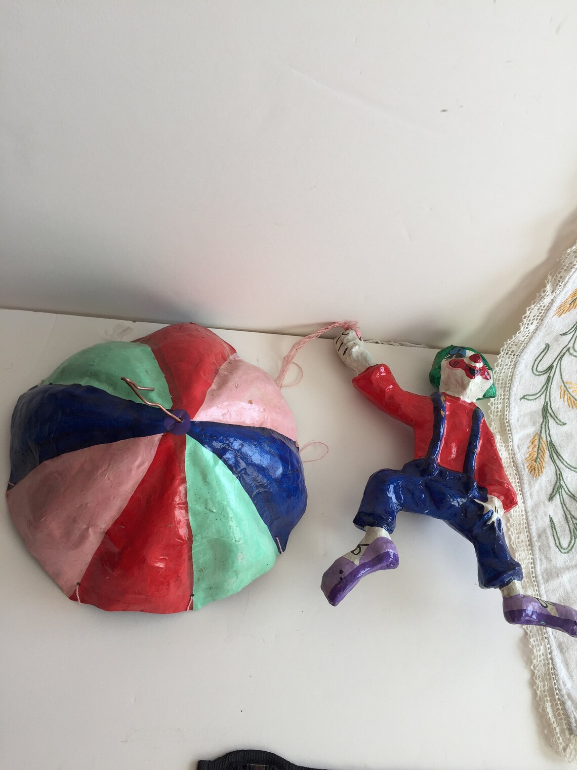 Vintage Paper-mache-parachute-clown Hand Made Hand Painted | Etsy