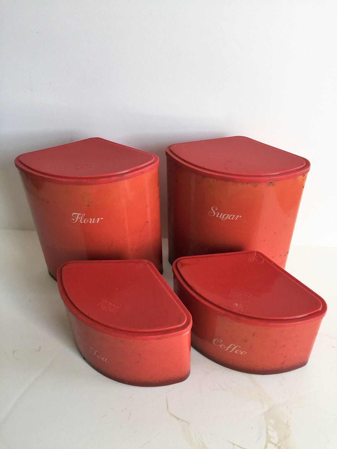 Vintage Canisters Set of 4-cheinco House Ware/triangular Tin - Etsy
