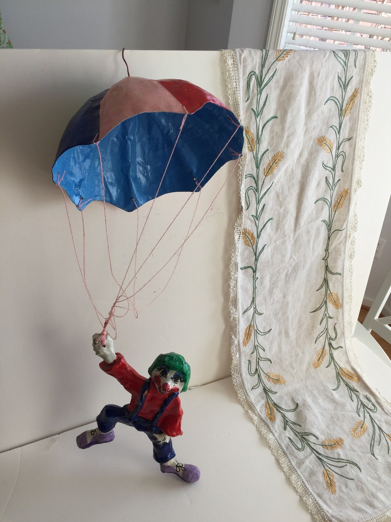 Vintage Paper-mache-parachute-clown Hand Made Hand Painted | Etsy