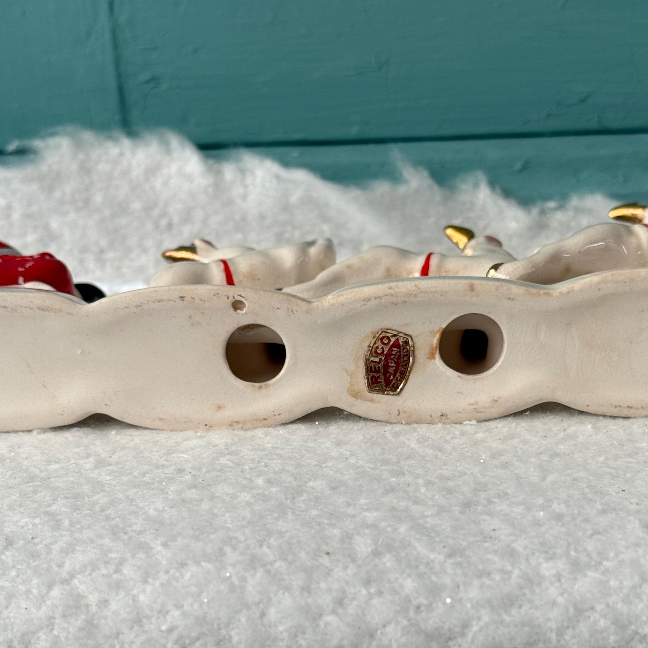 Santa & Reindeer Noel, Relco Mid Century Ceramic Christmas Decoration ...