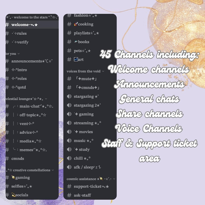 Galaxy Space Discord Template: 45 Channels, 50 Roles, 125+ Emotes ...