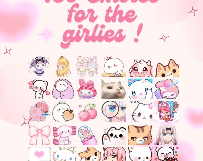 150 Cute Pink Emotes Pack ! | Discord Emotes | Kawaii Pink Aesthetic ...