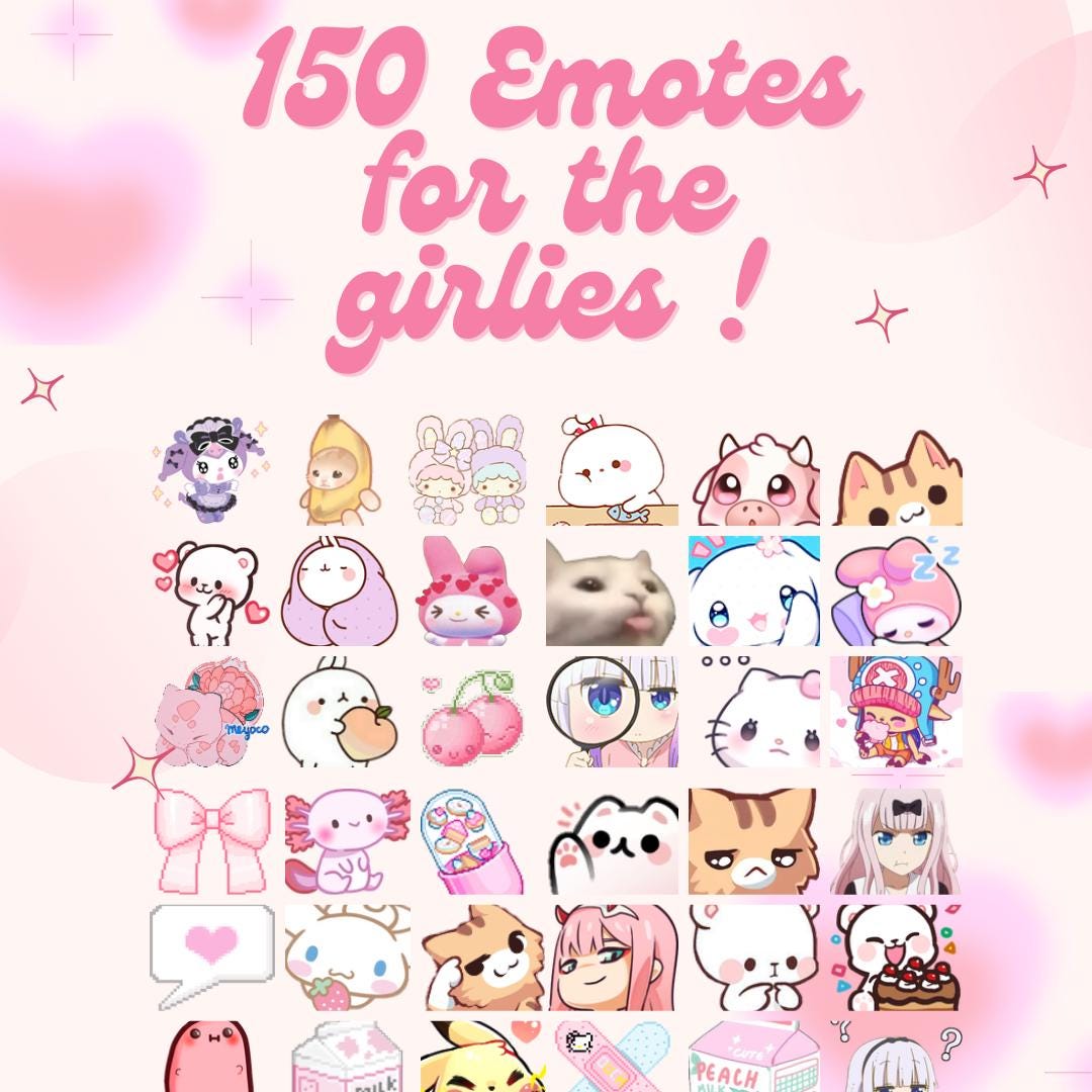 150 Cute Pink Emotes Pack ! | Discord Emotes | Kawaii Pink Aesthetic ...