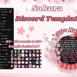 Sakura Cherry Blossom Discord Template | Kawaii Aesthetic, 50+ Emojis ...