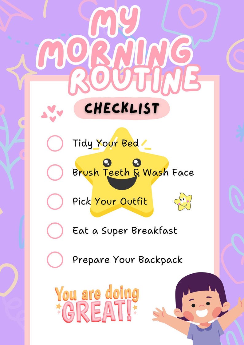Morning Routine Chart for Kids. Printable Visual Schedule. Toddler's ...
