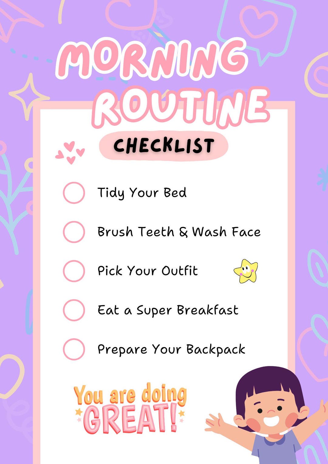 Morning Routine Chart for Kids. Printable Visual Schedule. Toddler's ...