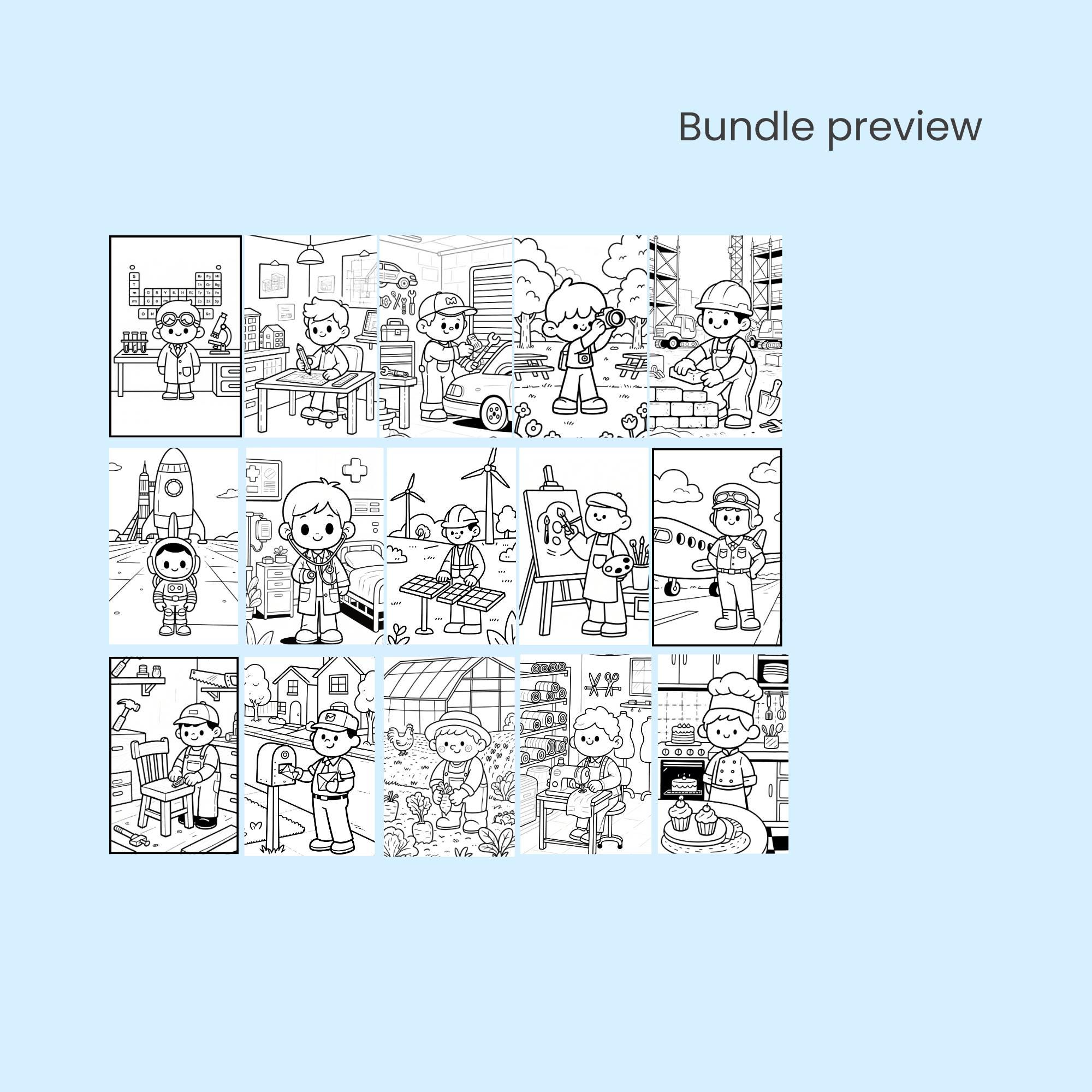 15 Professions Coloring Pages for Kids – Digital Download Printable PDF ...