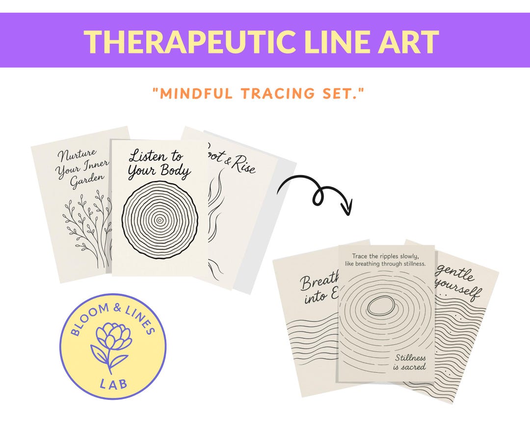 Therapeutic Line Art for Anxiety Relief & Inner Calm_mindful Tracing ...