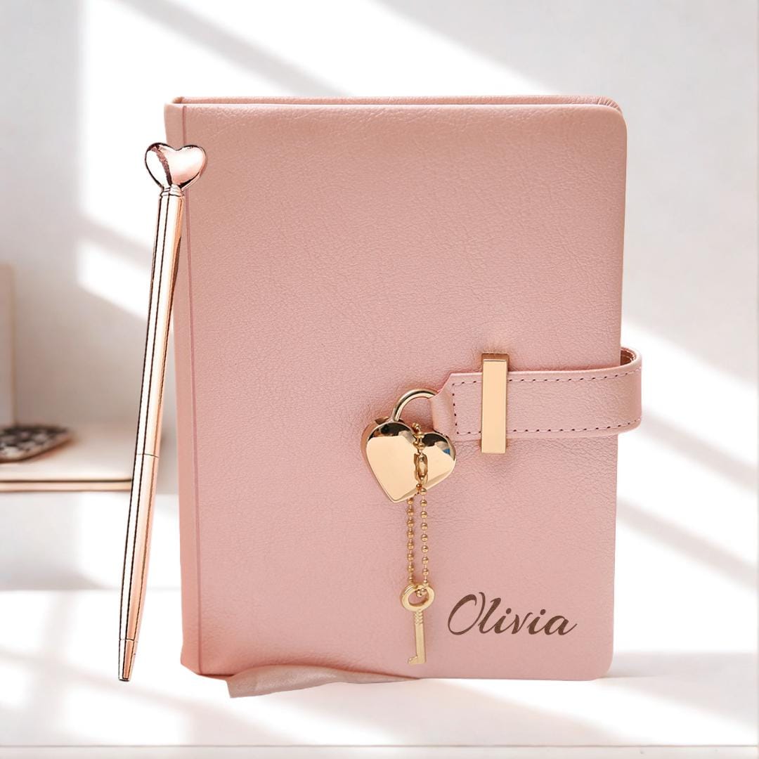 Engraved Journal With Lock, Custom Name Diary, Personalized Notebook ...