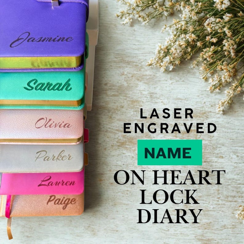 Engraved Journal With Lock, Custom Name Diary, Personalized Notebook ...