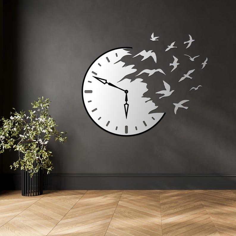 Birds Wall Clock, Bird Flying Clock, Birds Wooden Clock, Nature Wall ...